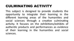 Grade 12 Culminating Activity Guide | PDF