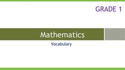 Grade 1 Math Vocabulary Guide | PDF