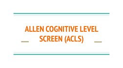 Allen Cognitive Level Screen Overview | PDF