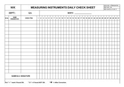 Daily Instrument Check Sheet Template | PDF | Calibration | Business ...