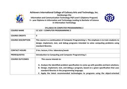 Computer Programming 2 Syllabus | PDF | Class (Computer Programming ...
