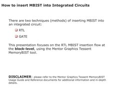 Tessent Memory BIST Insertion Flow | PDF | Electronic Design Automation ...