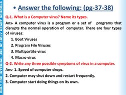 Class 7 Computer: Chapter 3 - Viruses | PDF | Computer Virus ...