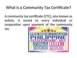 Community Tax Certificate Overview | PDF | Government | Economies