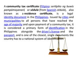 Community Tax Certificate Overview | PDF | Government | Economies