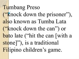 Tumbang Preso: Rules and Gameplay Guide | PDF | Sports