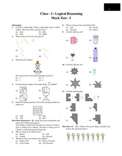 Class 2 Logical Reasoning Worksheets | PDF