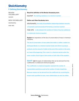 10.1 Science Notebook (Answer Key) | PDF | Stoichiometry | Mole (Unit)