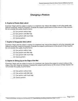 Postural Assessment Scale For Stroke Patients PASS PDF | PDF