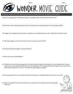 Wonder Movie Worksheet | PDF