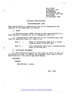 Military Specification for TNT Types | PDF | Sodium | Water