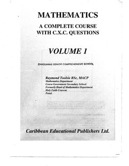 Mathematics A Complete Course With CXC Questions Volume 1 | PDF