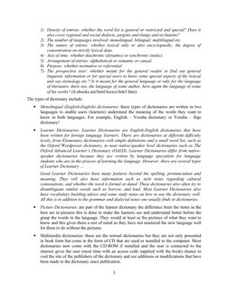 Uses and Importance of Dictionaries | PDF | Dictionary | Part Of Speech