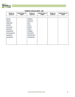 Lista de Verbos Regulares -AR en Español | PDF | Ocio
