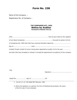 Auditor Notice Form 23B for RJSC | PDF