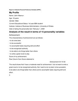 EPPS Personality Test Analysis Report | PDF | Psychology | Behavioural ...