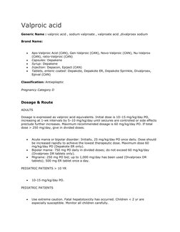 Valproic Acid | PDF | Drugs | Diseases And Disorders