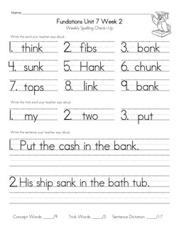 Fundations Weekly Spelling Assessments | PDF