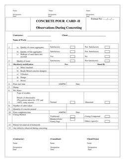 Concrete Pour Card Template | PDF | Concrete | Mechanical Engineering