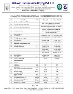 ACSR Zebra Conductor Specifications | PDF | Manufactured Goods | Materials
