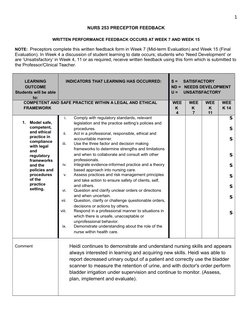 Preceptor Feedback for Nursing Students | PDF | Nursing | Evaluation