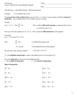 Antiderivatives and Integration Techniques | PDF | Summation | Integral