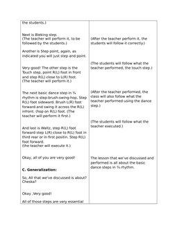 Basic Dance Steps Lesson Plan for Grade 4 | PDF | Dances | Lesson Plan