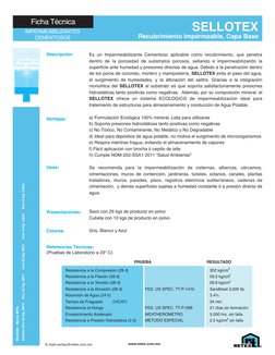 Ficha Técnica de Sellotex Impermeabilizante | PDF | Revestimiento | Humedad