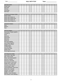 Fine Motor Imitation Targets List | PDF | Leisure | Sports