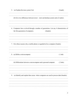 Form 1 Computer Studies Exam Paper | PDF | Areas Of Computer Science ...