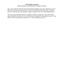 Workplace Scenario Examples and Solutions | PDF | Employment | Labour