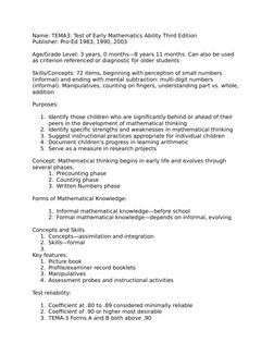TEMA3: Early Math Ability Assessment | PDF | Educational Assessment ...