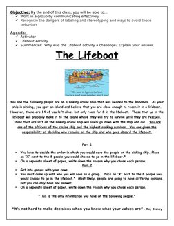 Lifeboat Activity: Values and Decisions | PDF | Substance Abuse ...