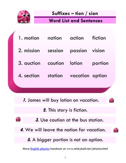 Tion and Sion Suffix Word List | PDF
