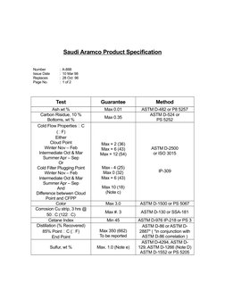 Saudi Aramco Diesel Fuel Specifications | PDF | Viscosity | Physical ...