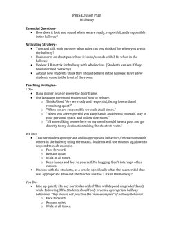 PBIS Hallway Behavior Lesson Plan | PDF | Lesson Plan | Teachers