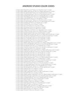 Android Studio Color Codes Guide | PDF | Blue | Grey