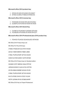 Microsoft Office 2016 Product Keys List | PDF | Computers