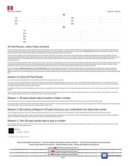 4D Past Results, Lottery History: First Prize Second Prize Third Prize ...