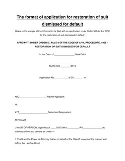 Restoration Under CPC Order 9 Rule 9 | PDF | Affidavit | Lawsuit