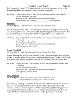 Sample Court of Honor Script | PDF | Youth Movements | Scouting