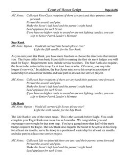 Sample Court of Honor Script | PDF | Youth Movements | Scouting