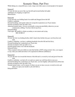 MCI Drill Scenarios and Triage Examples | PDF | Breathing ...