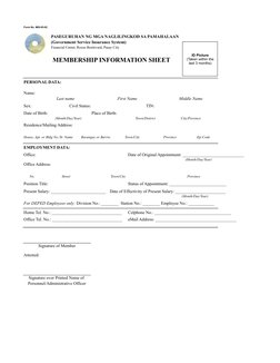 GSIS Membership Information Sheet | PDF