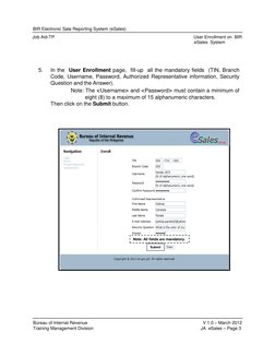 BIR eSales System User Enrollment Guide | PDF | Password | World Wide Web