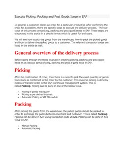 PGI Process in SAP: Picking & Packing | PDF | Warehouse | Packaging And ...