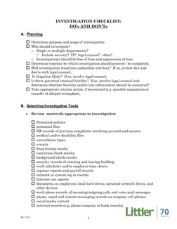Workplace Investigation Checklist Guide | PDF | Witness | Interview