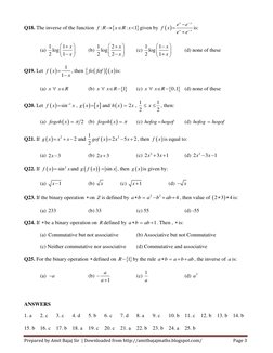 MCQs on Relations and Functions | PDF | Number Theory | Mathematical ...