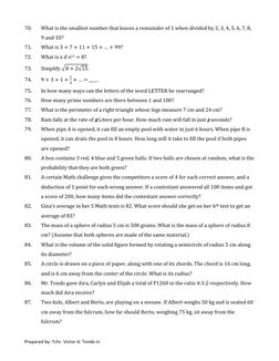 100 Challenging Math Questions & Answers | PDF | Area | Sphere