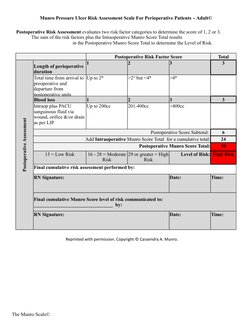 Munro Pressure Ulcer Risk Assessment Scale | PDF | Perioperative ...